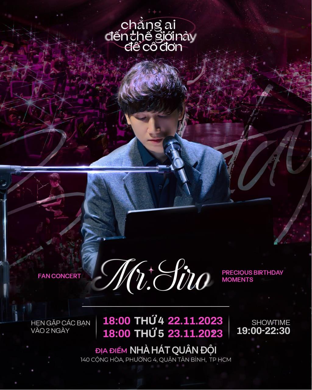 FAN CONCERT MR. SIRO - CHẲNG AI ĐẾN THẾ GIỚI NÀY ĐỂ CÔ ĐƠN | Ticketbox