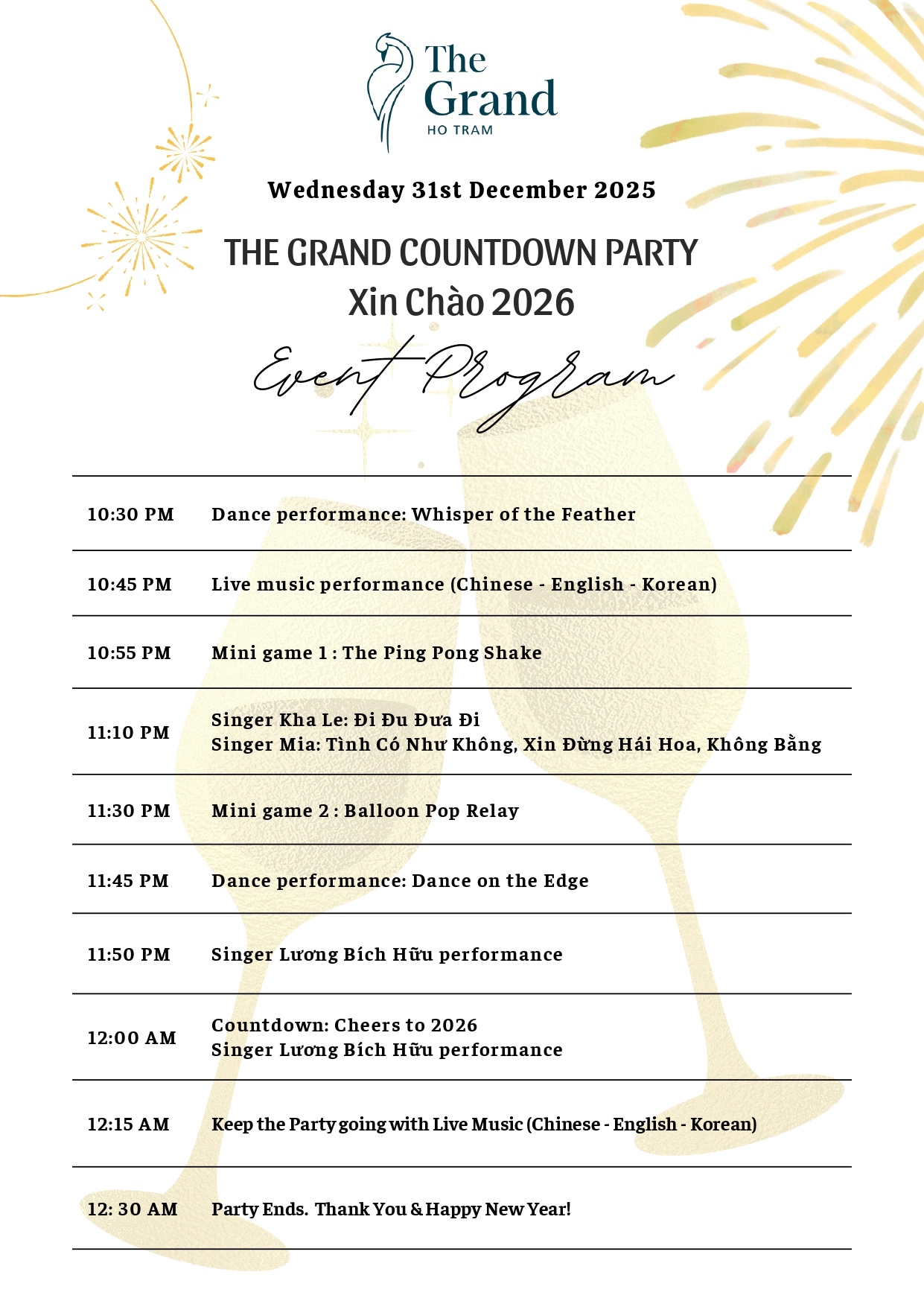 New Year's Eve The Grand Countdown Party Xin Chào 2026 | Ticketbox